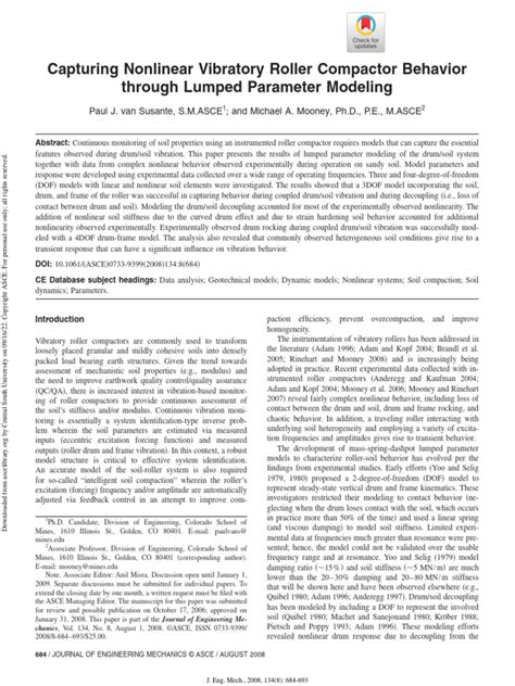 Capturing Nonlinear Vibratory Roller Compactor Behavior Through Lumped