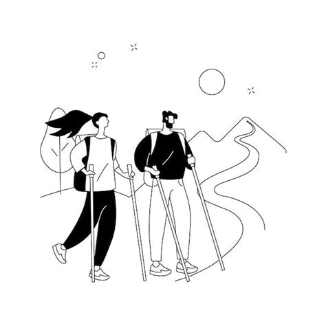 여름 하이킹 추상적 인 개념 벡터 일러스트 레이 션 무료 벡터 в 2025 г Векторная иллюстрация