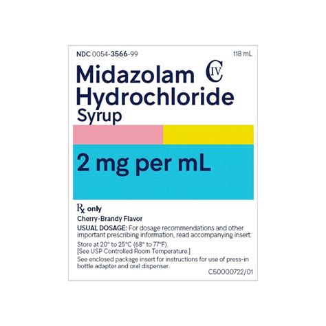 Midazolam Syrup 2 Mgml Oral Solution Cherry Flavor 118 Ml Bottle