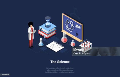과학 및 제약 약리학 실험실 작업의 개념 균일 한 연구 Dna 분자 생명 공학 및 실험 만들기에서 과학자 여성 아이소메트릭 카툰