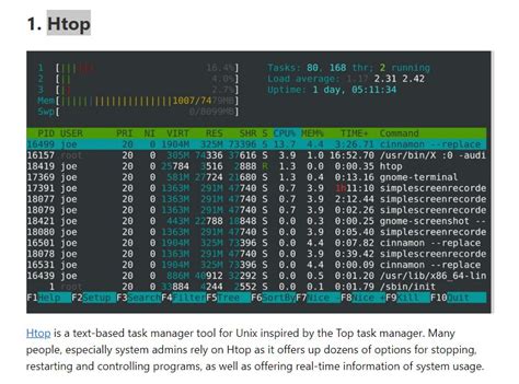 Task Manager Linux Htop Melihat Resource Hardware Di Laptop