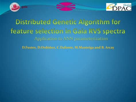 ppt distributed genetic algorithm for feature selection in gaia rvs