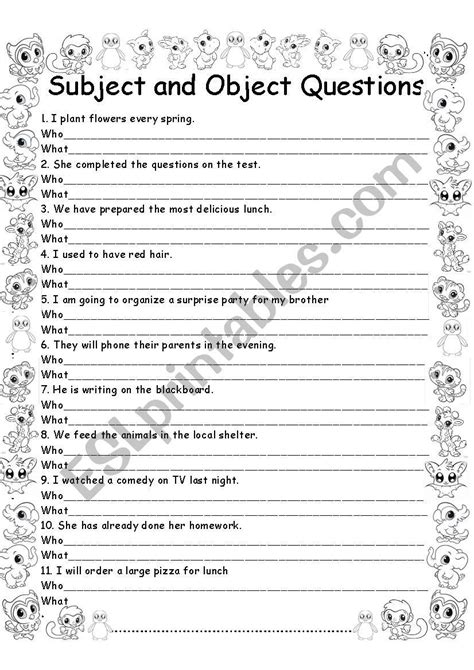 Subject And Object Questions Mixed Tenses Esl Worksheet By