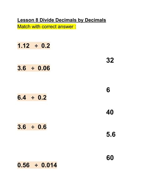 Dividing Decimals Worksheet With Answers Dividing Decimals Worksheet With Answers