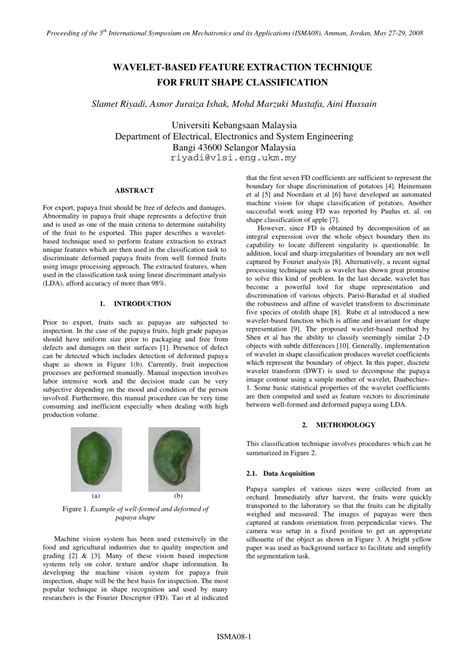 Pdf Wavelet Based Feature Extraction Technique For Fruit Shape