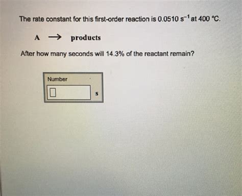 Solved The Rate Constant For This First Order Reaction Is