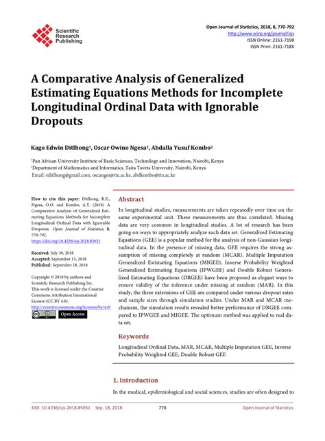Pdf A Comparative Analysis Of Generalized Estimating Equations