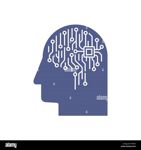 Abstract Illustration Of An Electronic Circuit Board Brain In Profile