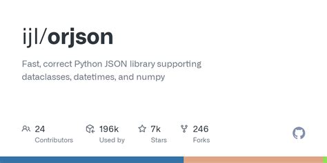 Github Ijlorjson Fast Correct Python Json Library Supporting Dataclasses Datetimes And Numpy