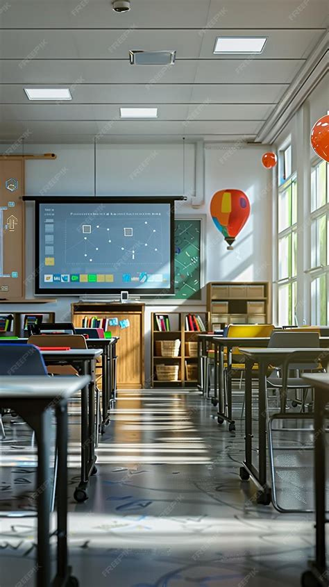 Interactive Whiteboard In A Smart Classroom Iot Education Premium Ai