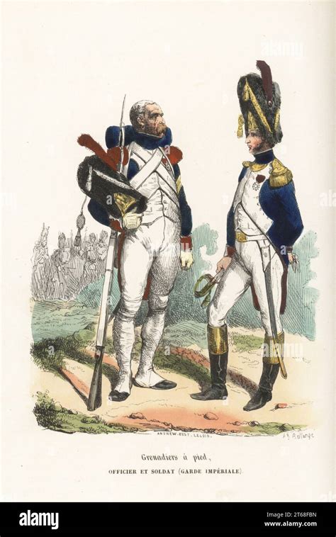 Grenadiers Of The French Imperial Guard Private And Officer Infantry