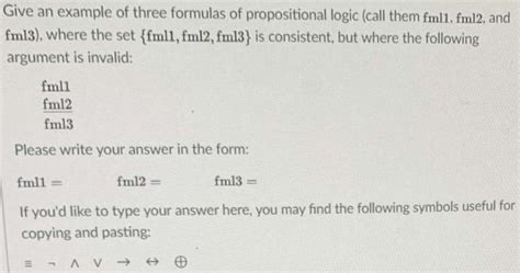 solved give an example of three formulas of propositional