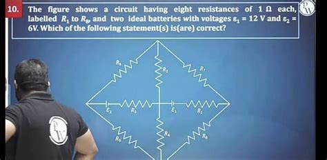 10 The Figure Shows A Circuit Having Eight Resistances Of 1Ω Each Iv