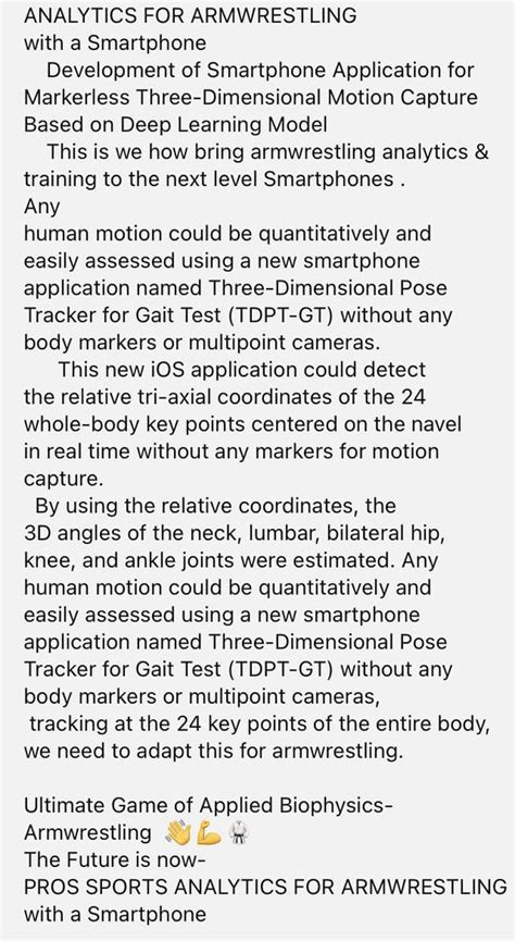 Markerless Motion Detection For Armsports Analytics With Your Smartphone Rarmwrestling