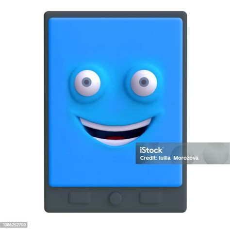 감정 얼굴로 양식된 재미 있는 만화 타블렛입니다 아이 클레이 플라스틱 또는 부드러운 장난감 3d 그림입니다 그래픽 사용자 인터페이스에 대한 스톡 사진 및 기타 이미지