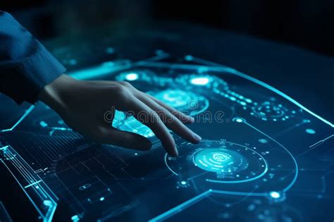 Hand Engaging With Technological Touch Interface Stock Illustration Illustration Of Engages