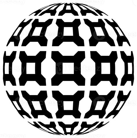 Abstract Patterned Sphere Design Element In Black Color Png With