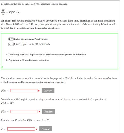 Solved Populations That Can Be Modeled By The Modified