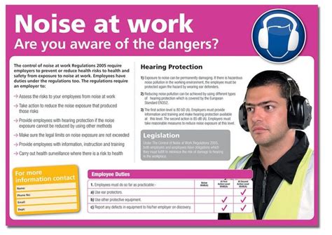 Are You Aware Of The Dangers Noise At Work Poster Awareness Noise