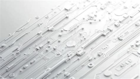 Abstract Futuristic Circuit Tech Pattern Complex Grey Digital Circuitry Design On White