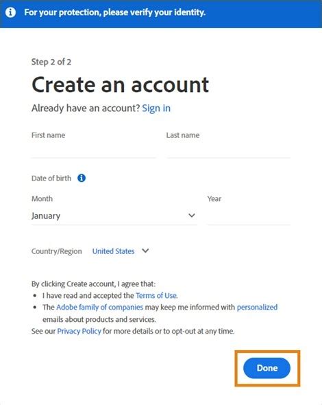 create or update your adobe account