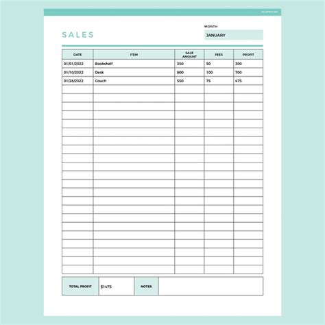 Editable Simple Sales Tracker Instant Download Fillable Pdf A4 And