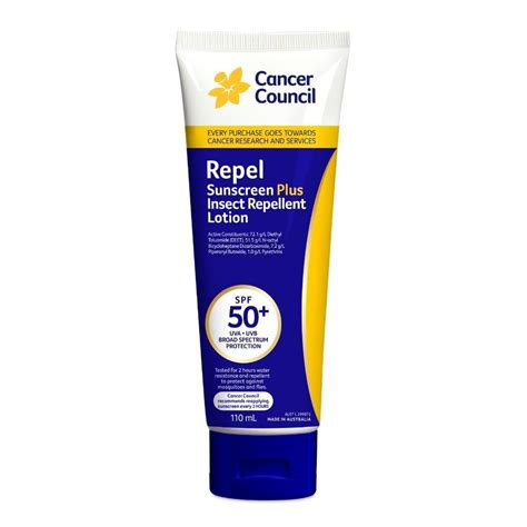 Cancer Council Repel Sunscreen Insect Repellent Lotion Spf50 Uva Uvb
