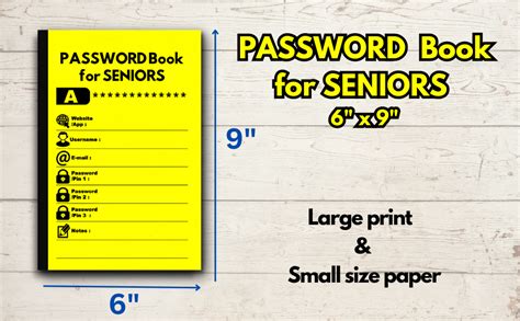 Password Book For Seniors 6 X 9 Large Print For Seniors