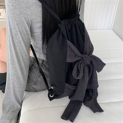 비마이뮤즈 바이텐 리본 타이 매듭 나일론 바스락 스트링 짐색 백팩