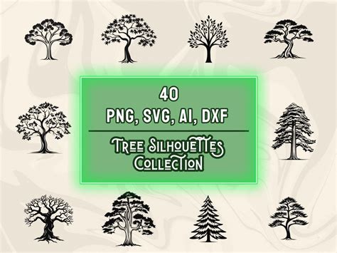 Tree Silhouette Svg Bundle Tree Cut Files For Clipart PNG SVG Bundle Forest Png Design Tree