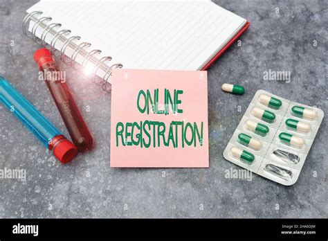 Text Sign Showing Online Registration Word Written On Process To Subscribe To Join An Event