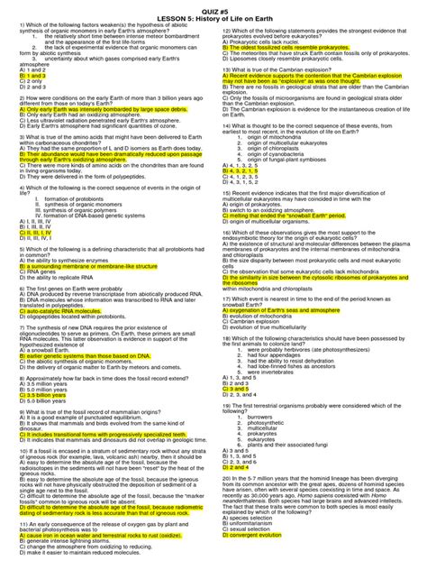 Answer Key Quiz 5 Pdf Cell Biology Rna