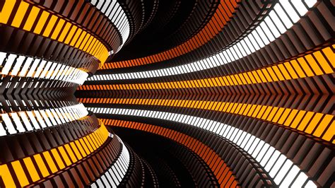 Partial Circular Moving Orange And White Neon Lines Background Vj Loop