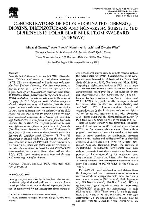Pdf Concentrations Of Polychlorinated Dibenzo P Dioxins Pcdds Polychlorinated