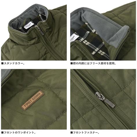 First Down Firstdown The Basic ファーストダウン メンズ ソフトシェル 中綿ジャケット スタンドジャケット 裏フリース 薄中綿 撥水 防寒 保温 ブロックキルト