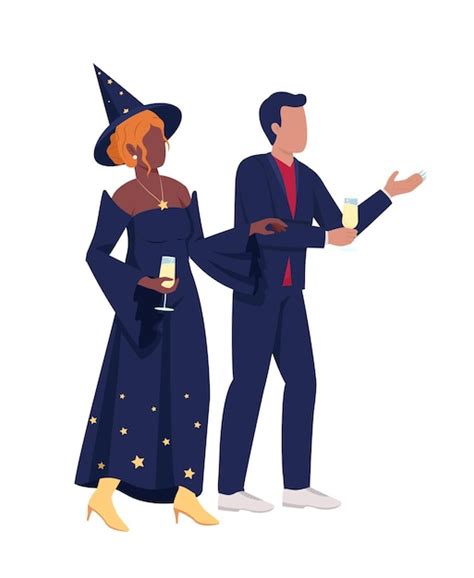 Premium Vector Couple Wearing Halloween Costumes Semi Flat Color