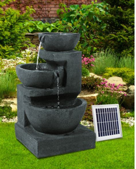 Riverbed Cascading 3 Tier Led Solar Water Fountain Water Features Adore