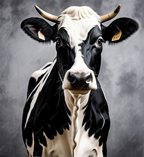 Premium Ai Image Black White Calf Holds Center Stage Azure Backdrop