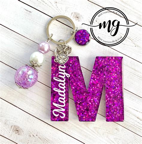 Letter Keychain Initial Keychain Initial Key Ring Letter Etsy