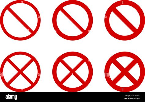 Prohibition Sign No Symbol Red Circle With Diagonal Cross Versions