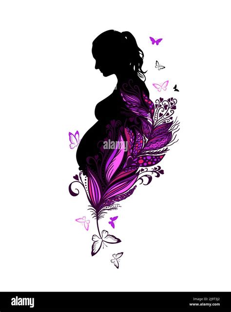 Abstract Pregnant Woman In Flowers Vector Illustration Stock Vector