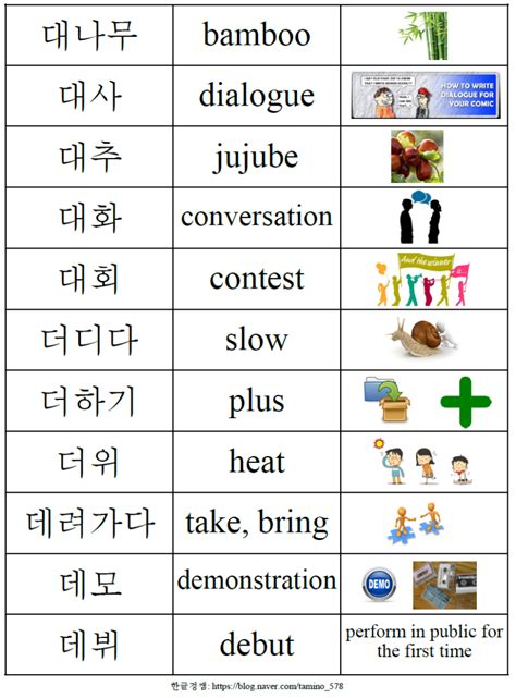[받침 없는 단어]ㄷ로 시작하는 받침 없는 단어 Words Without A Final Consonant Starting With ㄷ 네이버 블로그