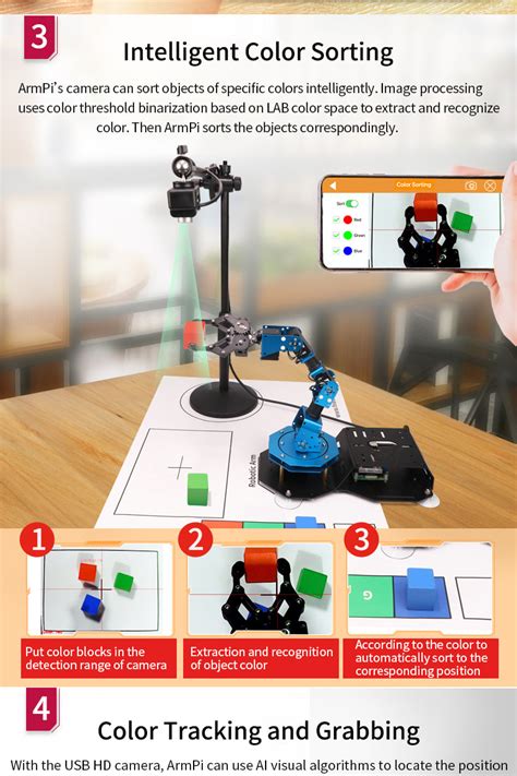 hiwonder raspberry pi 4b ai vision 6 dof robotic arm python program t