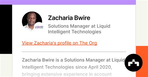 Zacharia Bwire Solutions Manager At Liquid Intelligent Technologies
