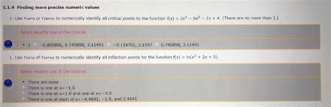 solved 1 1 4 finding more precise numeric values 1 use