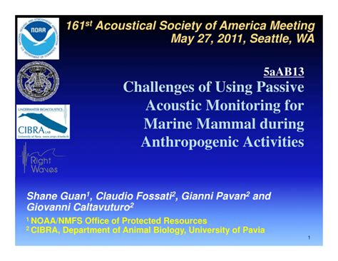 Pdf Challenges Of Using Passive Acoustic Monitoring For Marine Mammals During Anthropogenic