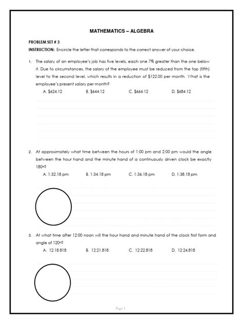 Problem Set Math Day 3 Pdf Area Rectangle