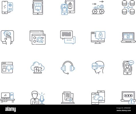 Computer Technology Outline Icons Collection Computer Technology
