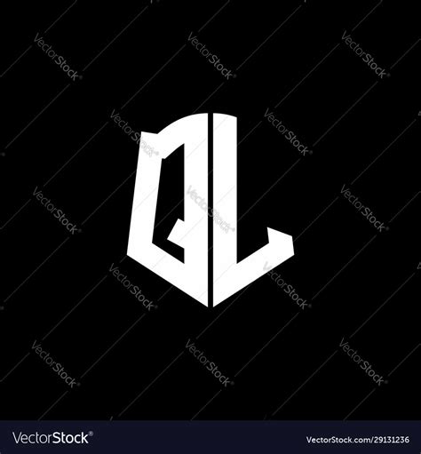 Ql Monogram Letter Logo Ribbon With Shield Style Vector Image