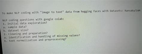 Solved To Make NLP Coding With Image To Text Data From Chegg